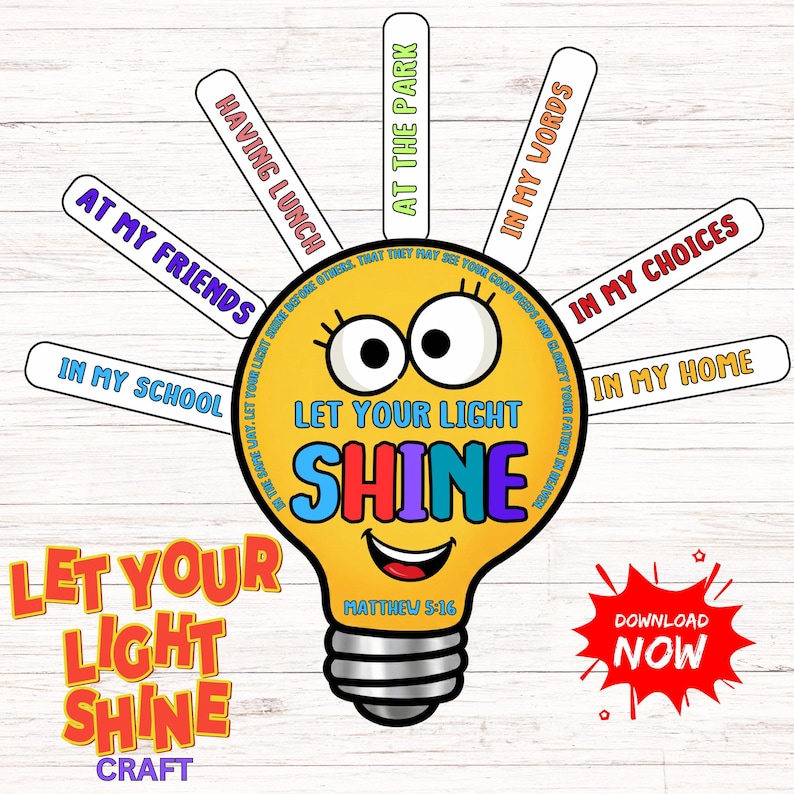 Let Your Light Shine Craft, Faith Bible Craft, Bible Wheel Story Craft ...