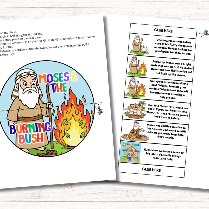 Moses and the Burning Bush Folding Surprise Printable Mini Book, Bible ...