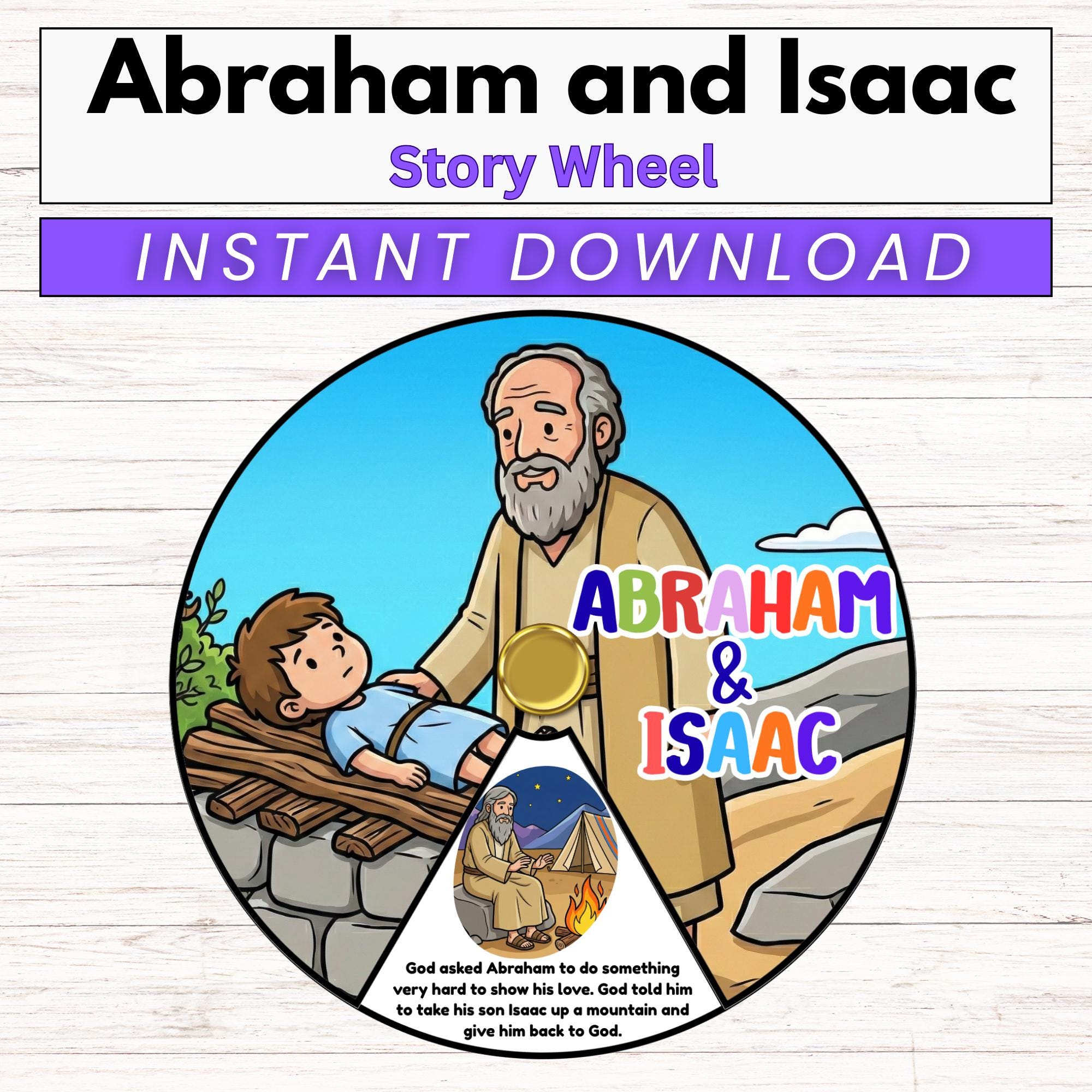 Abraham and Isaac Spinner Coloring Wheel, Bible Wheel Story Craft ...