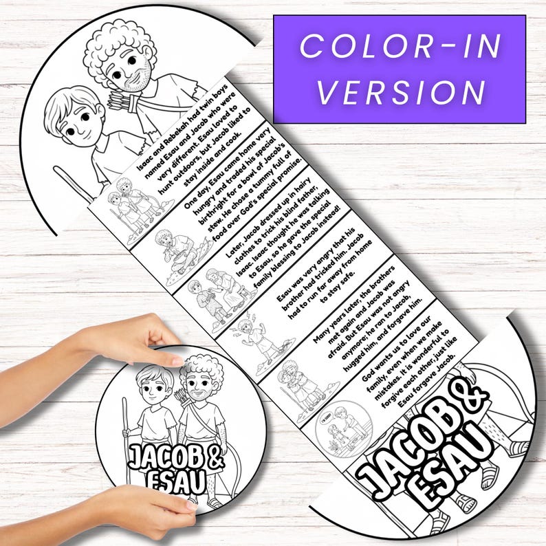 Jacob and Esau Folding Surprise Printable Mini Book, Bible Story Craft ...