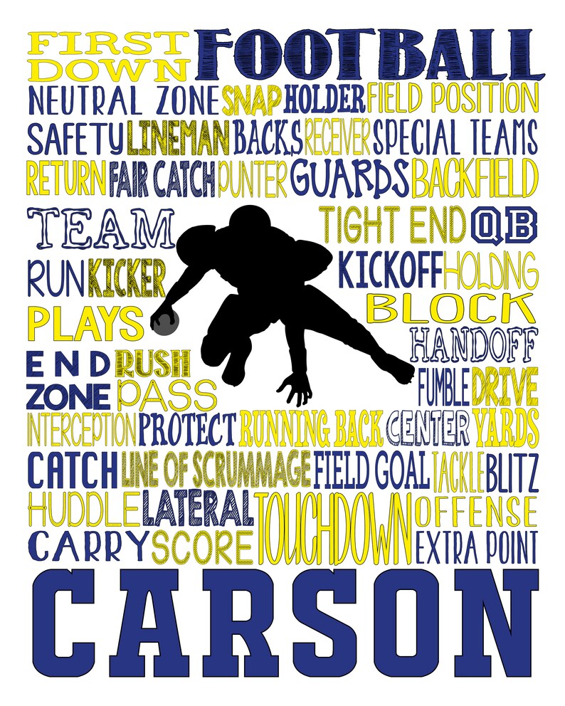 Football Team Word Art, Football Decor, Football Team Print, Football ...