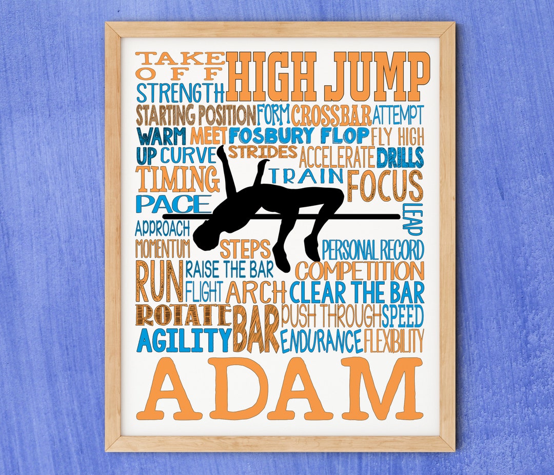 High Jump Typography, Boys High Jump Art, Track and Field Gift, Track ...
