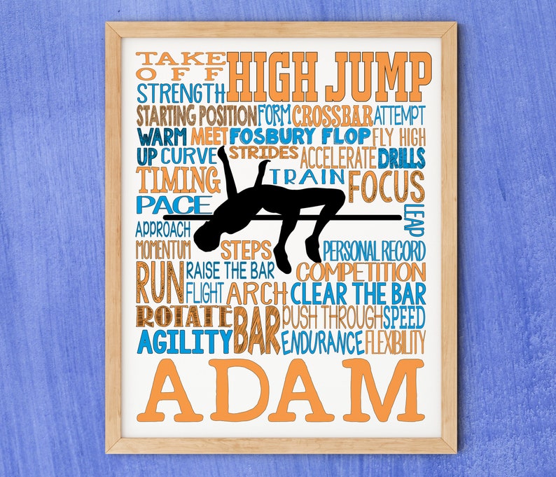 High Jump Typography, Girls High Jump Art, Track and Field Gift, Track ...