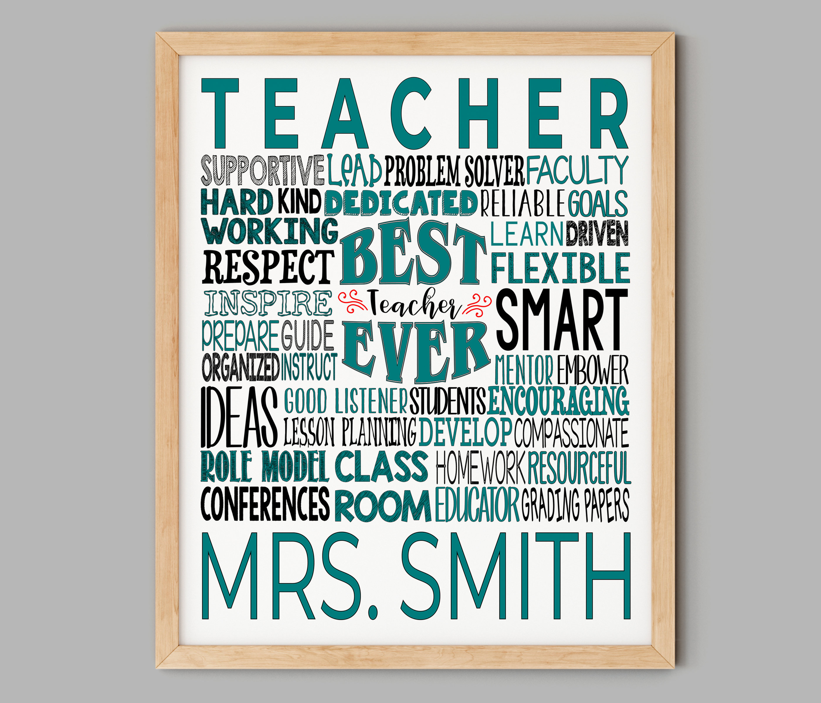 Teacher Typography Poster, Teacher Poster, Classroom Art, Principal ...