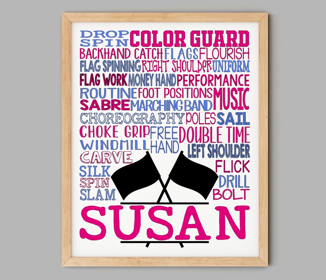 Personalized Color Guard Poster, Color Guard Typography Gift, Color ...