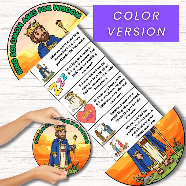 Solomon Asks for Wisdom Folding Surprise Printable Mini Book, Bible ...