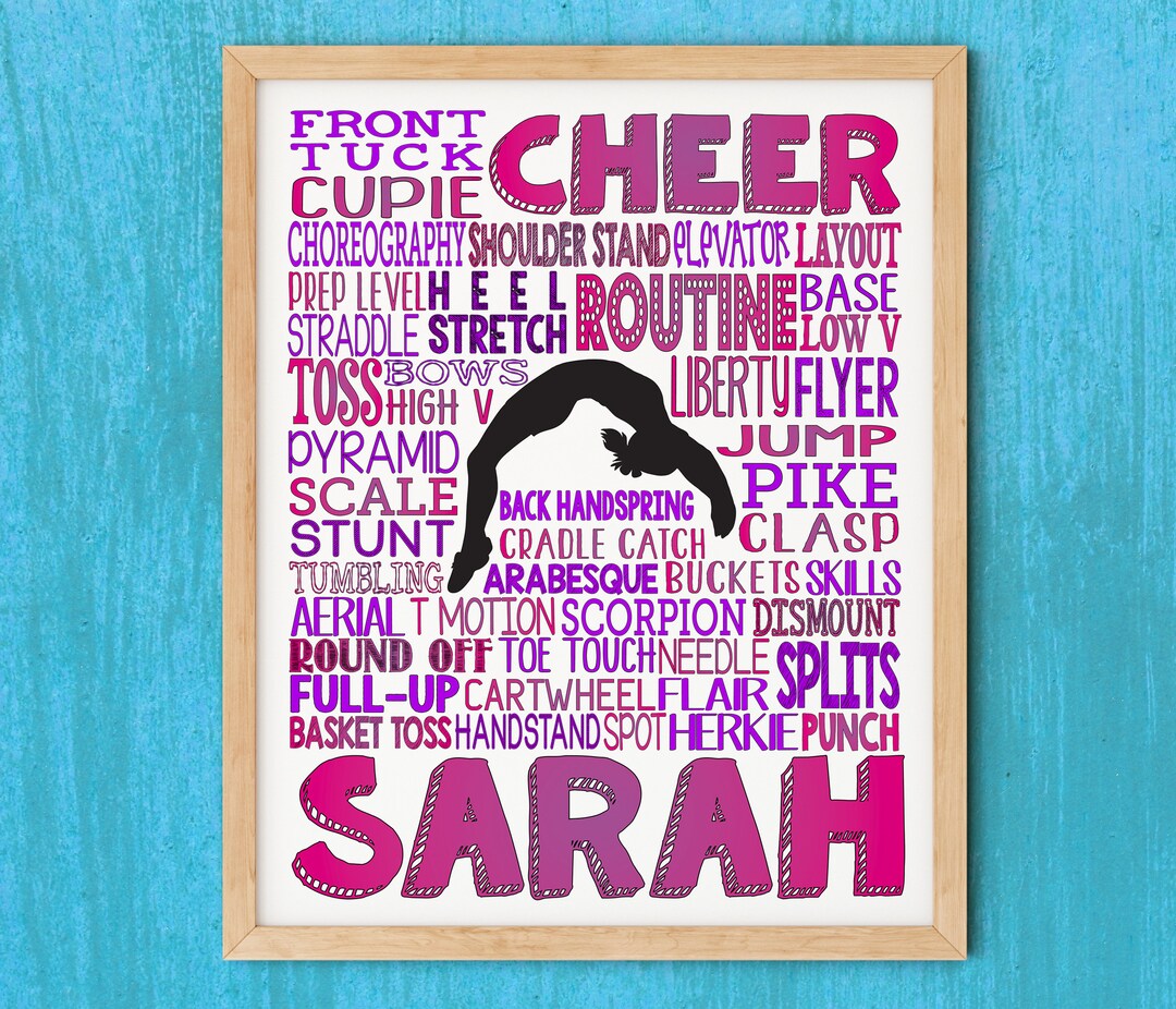 Cheerleading Typography, Personalized Cheerleader Art, Cheer Poster ...