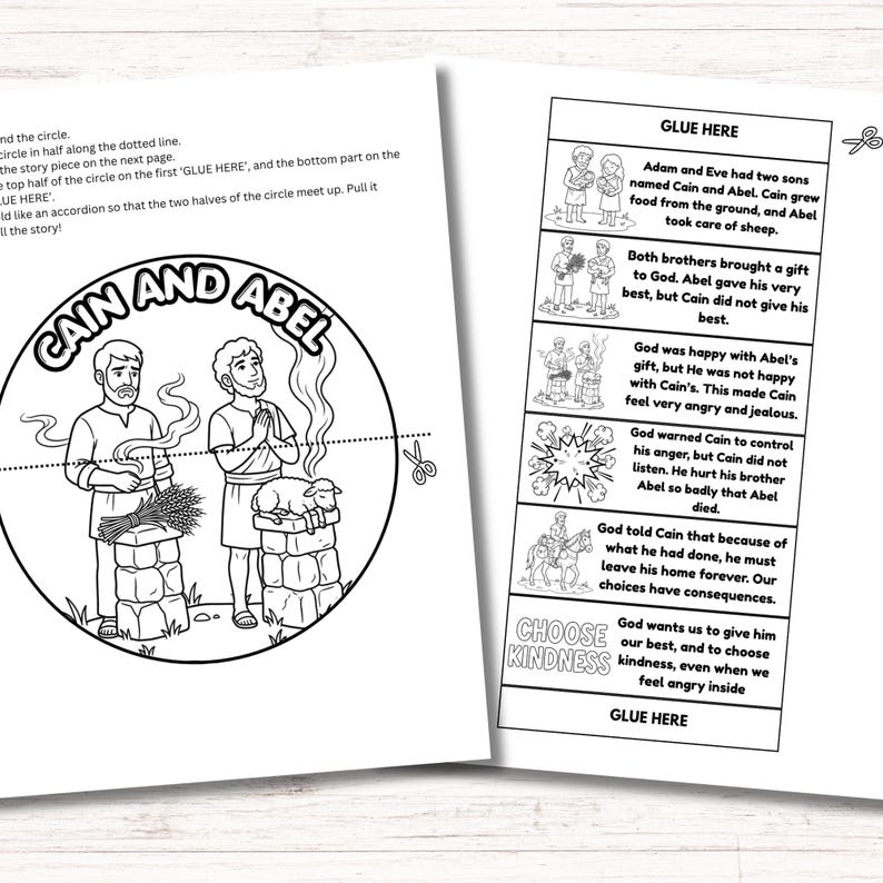 Cain and Abel Folding Surprise Printable Mini Book, Bible Story Craft ...