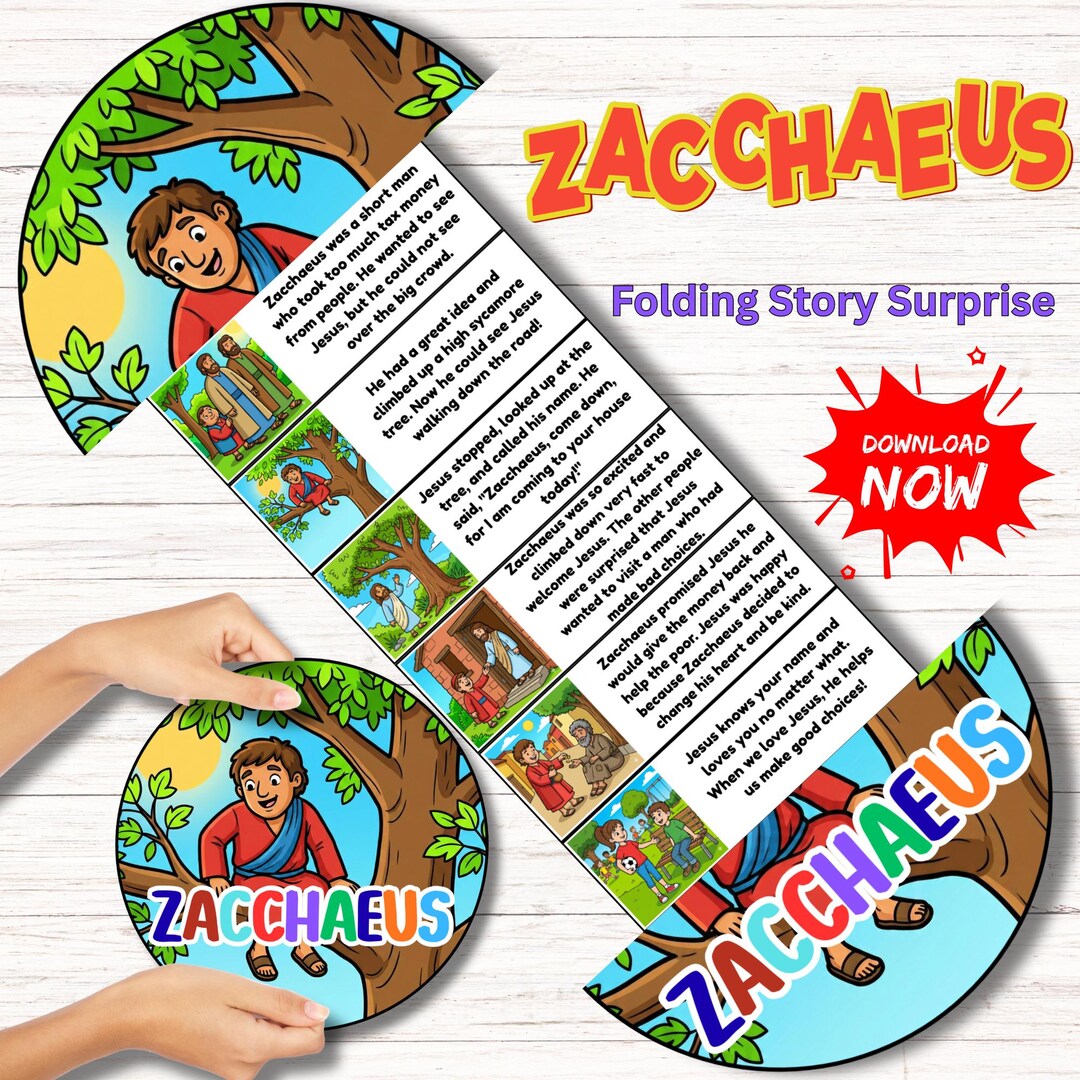 Zacchaeus Folding Surprise Printable Mini Book, Bible Story Craft ...