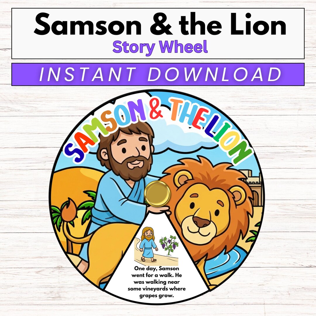 Samson and the Lion Spinner Coloring Wheel, Bible Wheel Story Craft ...