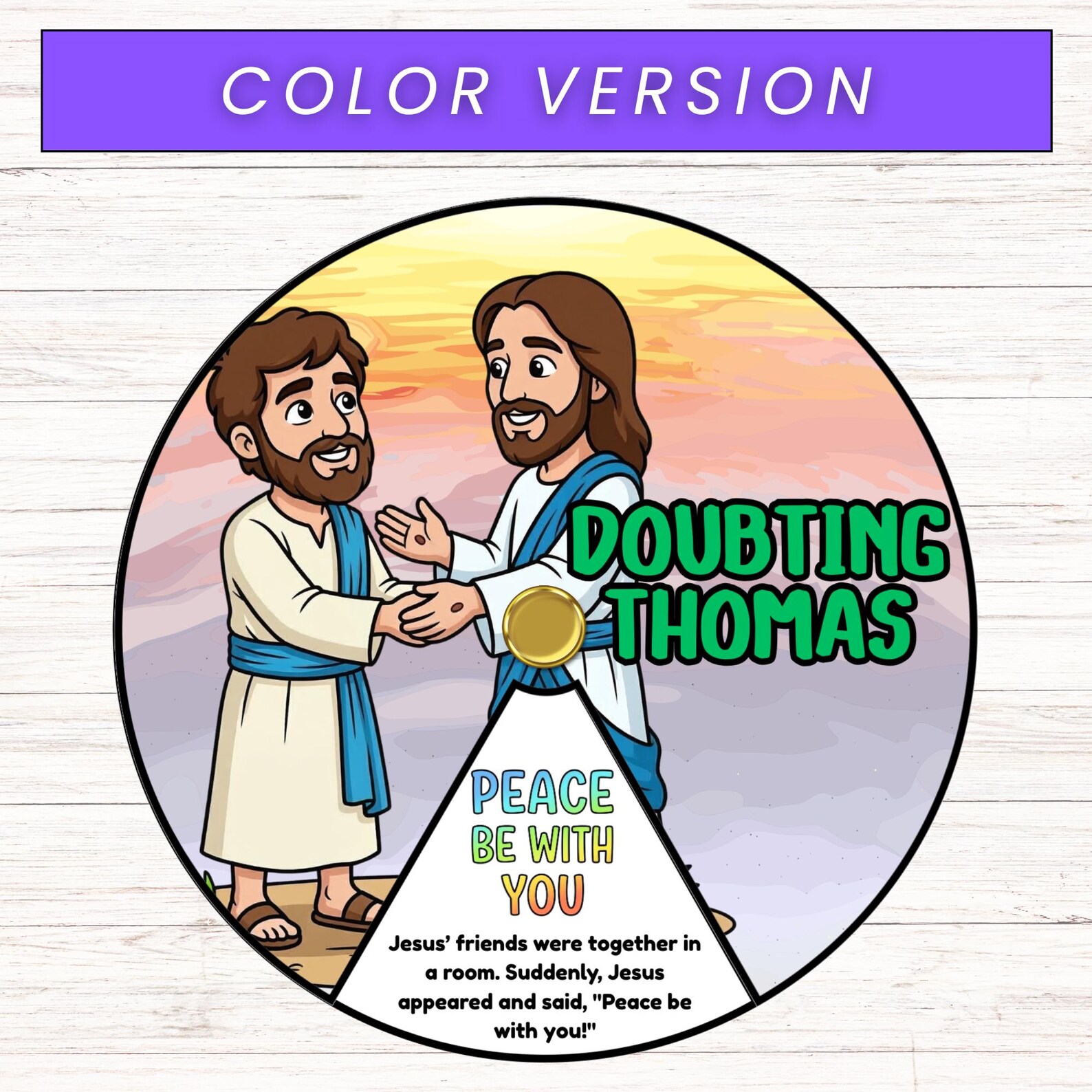 Easter Story of Doubting Thomas Spinner Coloring Wheel, Bible Wheel ...