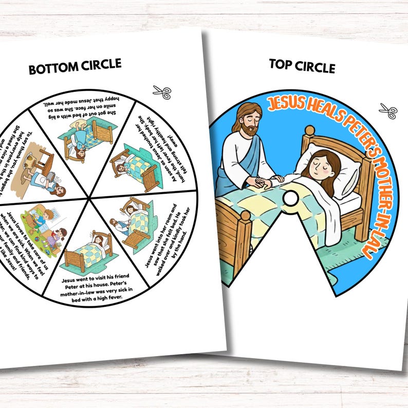 Jesus Heals Peter's Mother in Law Miracle Spinner Coloring Wheel, Bible ...