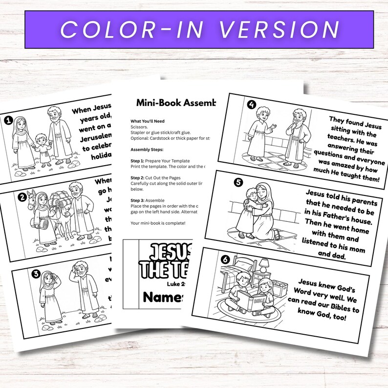 Jesus in the Temple Printable Sunday School Mini Book, Sunday School ...