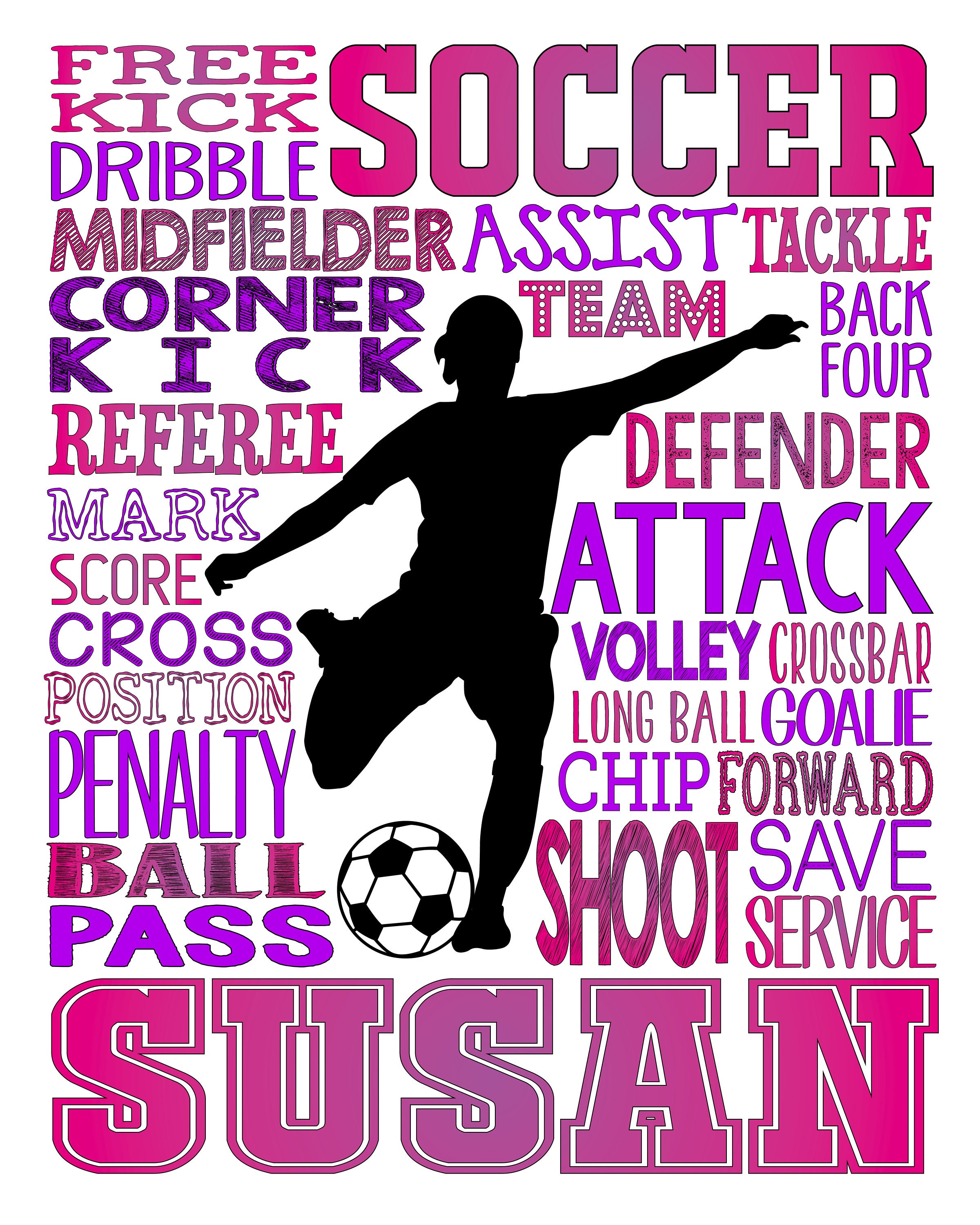 Girl's Soccer Poster, Gift for Soccer Players, Girls Soccer Typography ...