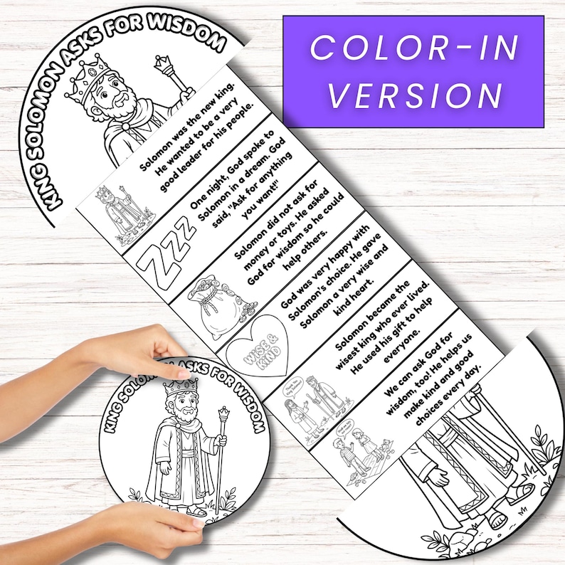 Solomon Asks for Wisdom Folding Surprise Printable Mini Book, Bible ...