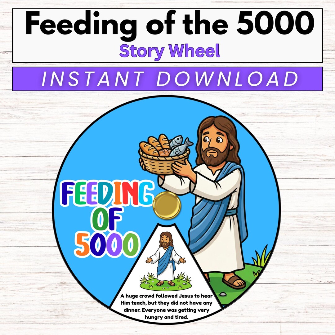 Feeding of the 5000 Spinner Coloring Wheel, Bible Wheel Story Craft ...