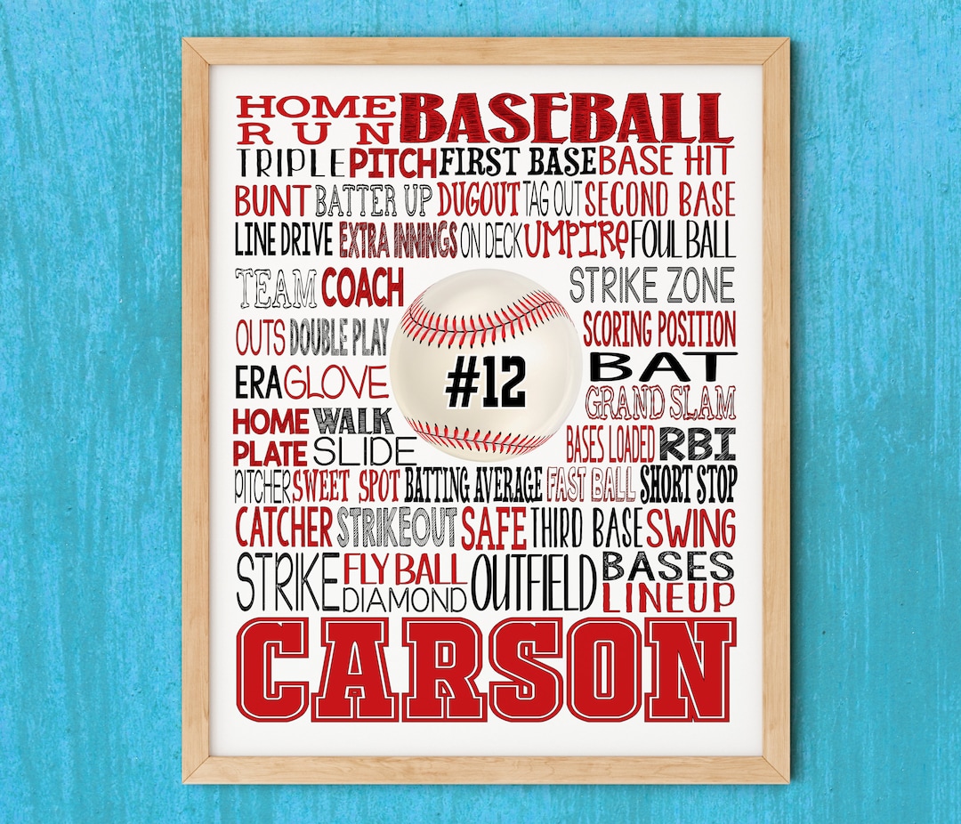 Baseball Wall Art, Cutomized Gift for Baseball, Unique Baseball Team ...