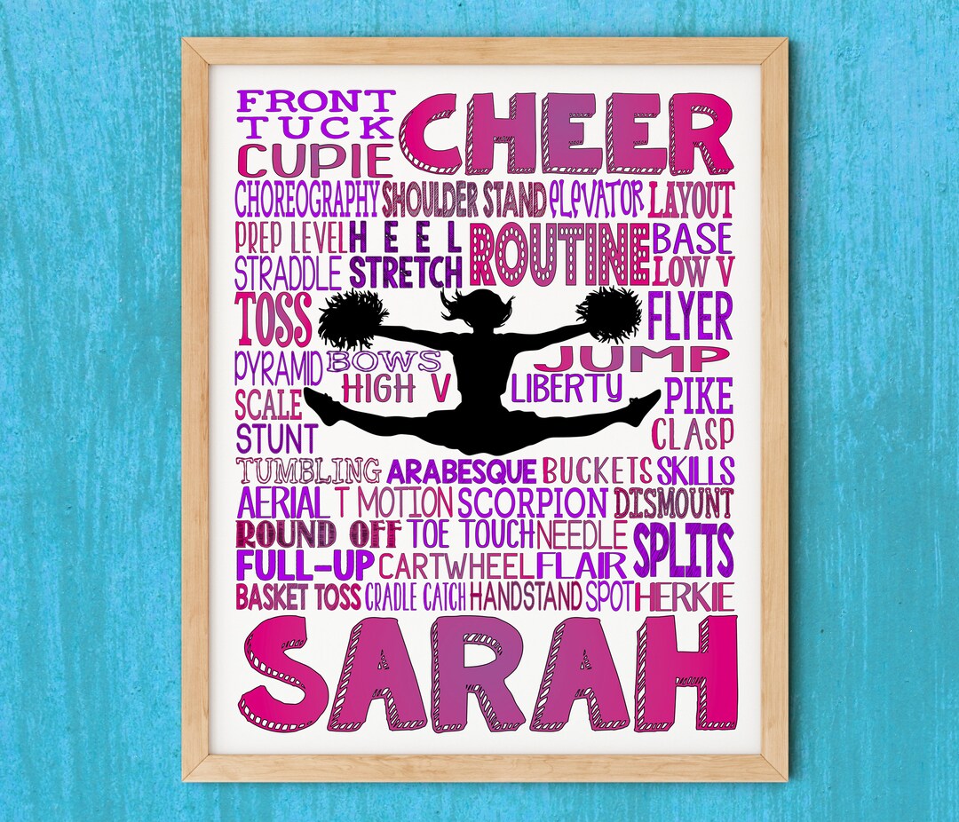 Cheerleading Typography, Personalized Cheerleader Art, Cheer Poster ...