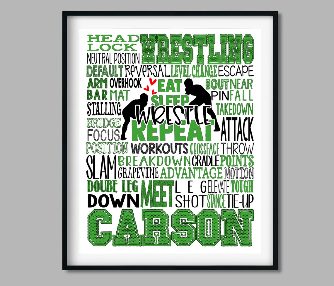 Gift for Wrestler Wrestling Typography Personalised | Etsy