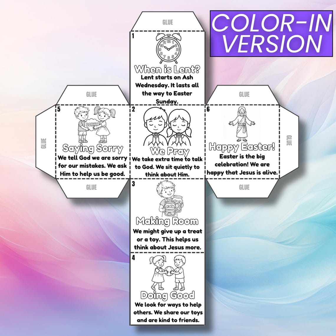 What is Lent Bible Coloring Cube Craft, Bible Cube Activity, Sunday ...