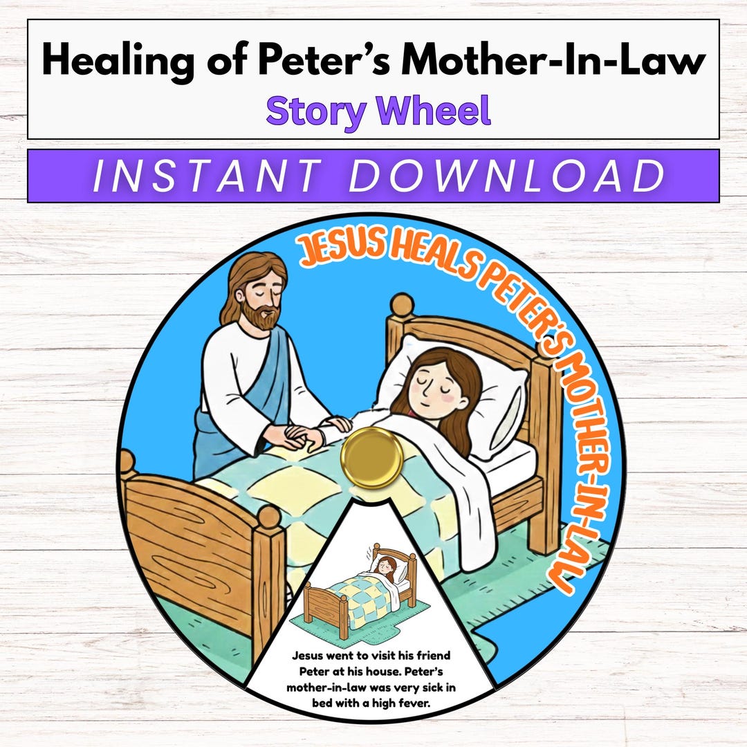 Jesus Heals Peter's Mother in Law Miracle Spinner Coloring Wheel, Bible ...