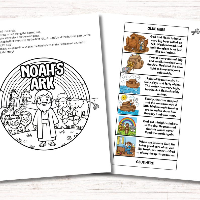 Noah's Ark Folding Surprise Printable Mini Book, Bible Story Craft ...