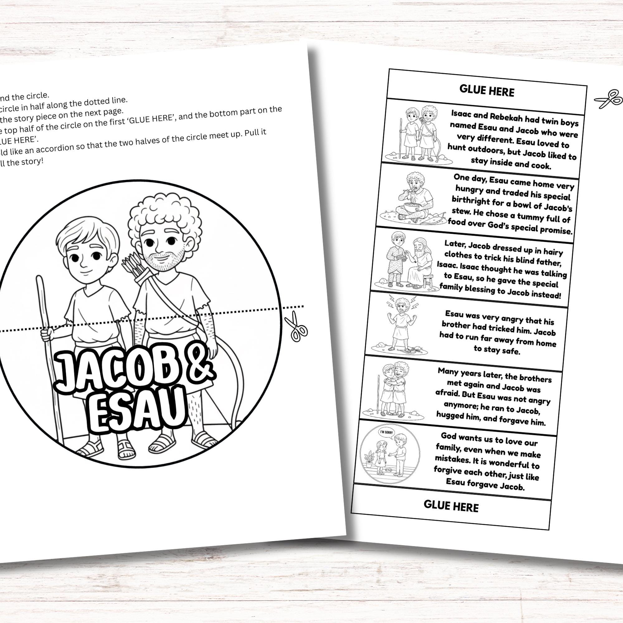 Jacob and Esau Folding Surprise Printable Mini Book, Bible Story Craft ...