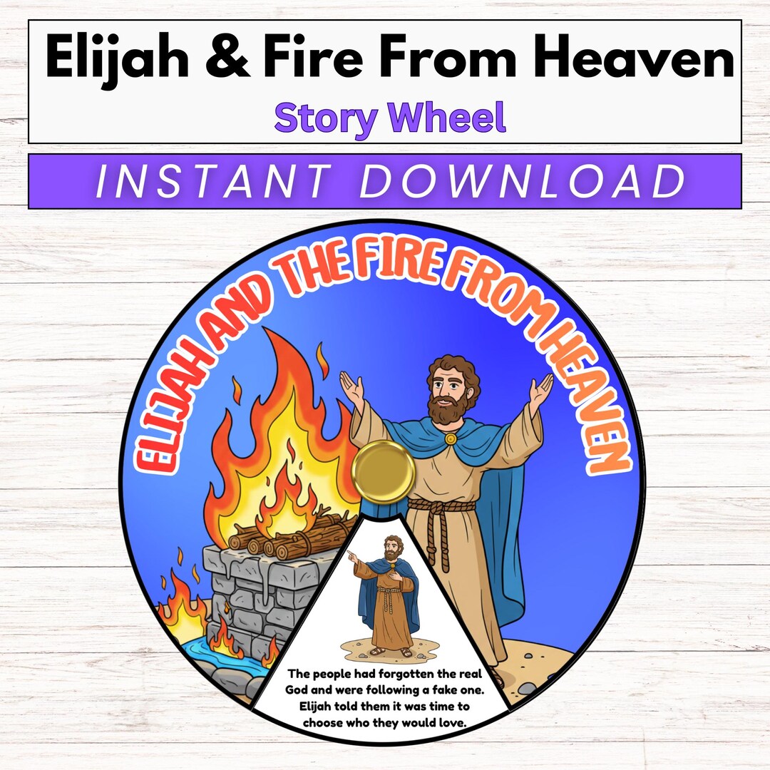 Elijah and the Fire From Heaven Spinner Coloring Wheel, Bible Wheel ...