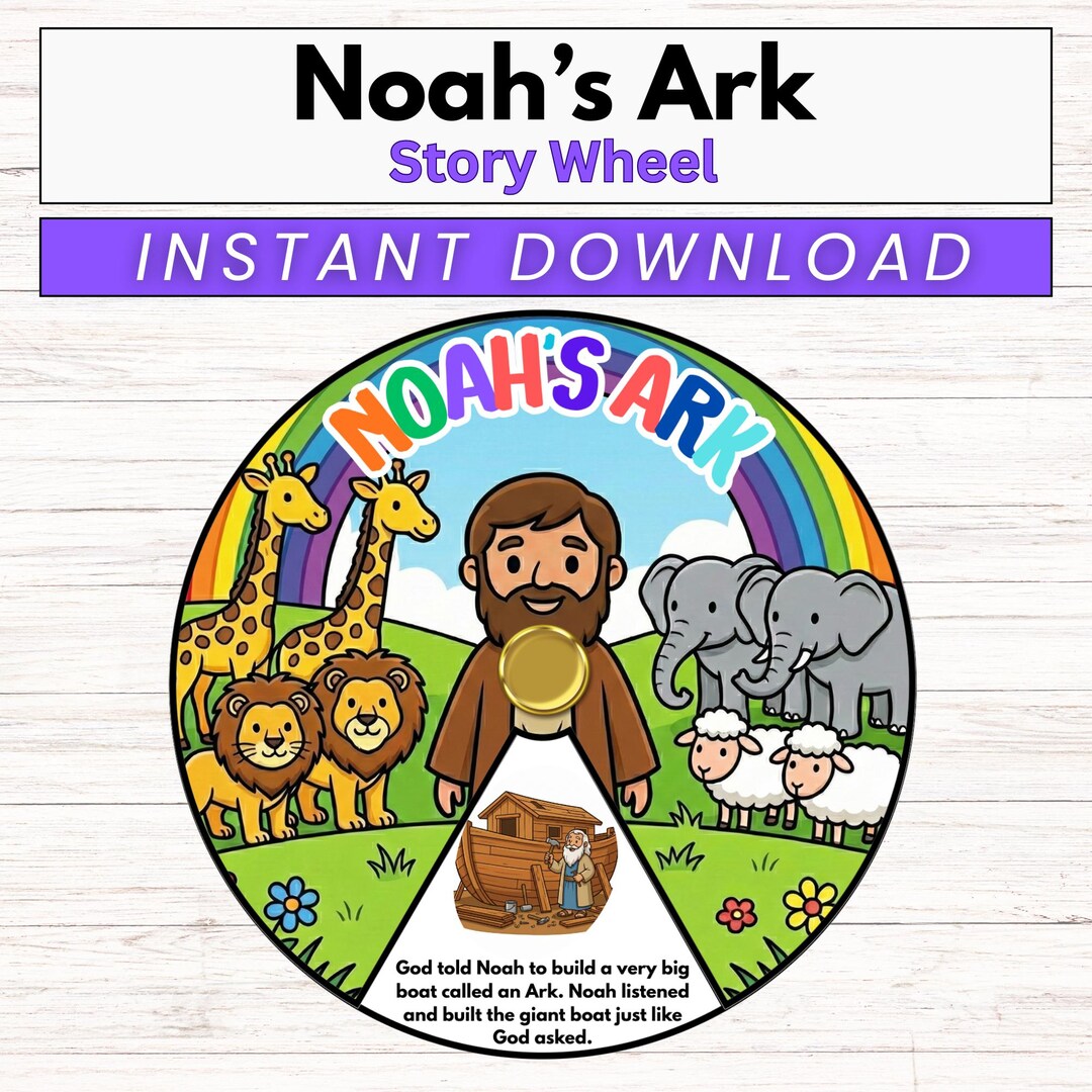 Noah's Ark Coloring Wheel, Bible Wheel Story Craft, Sunday School ...
