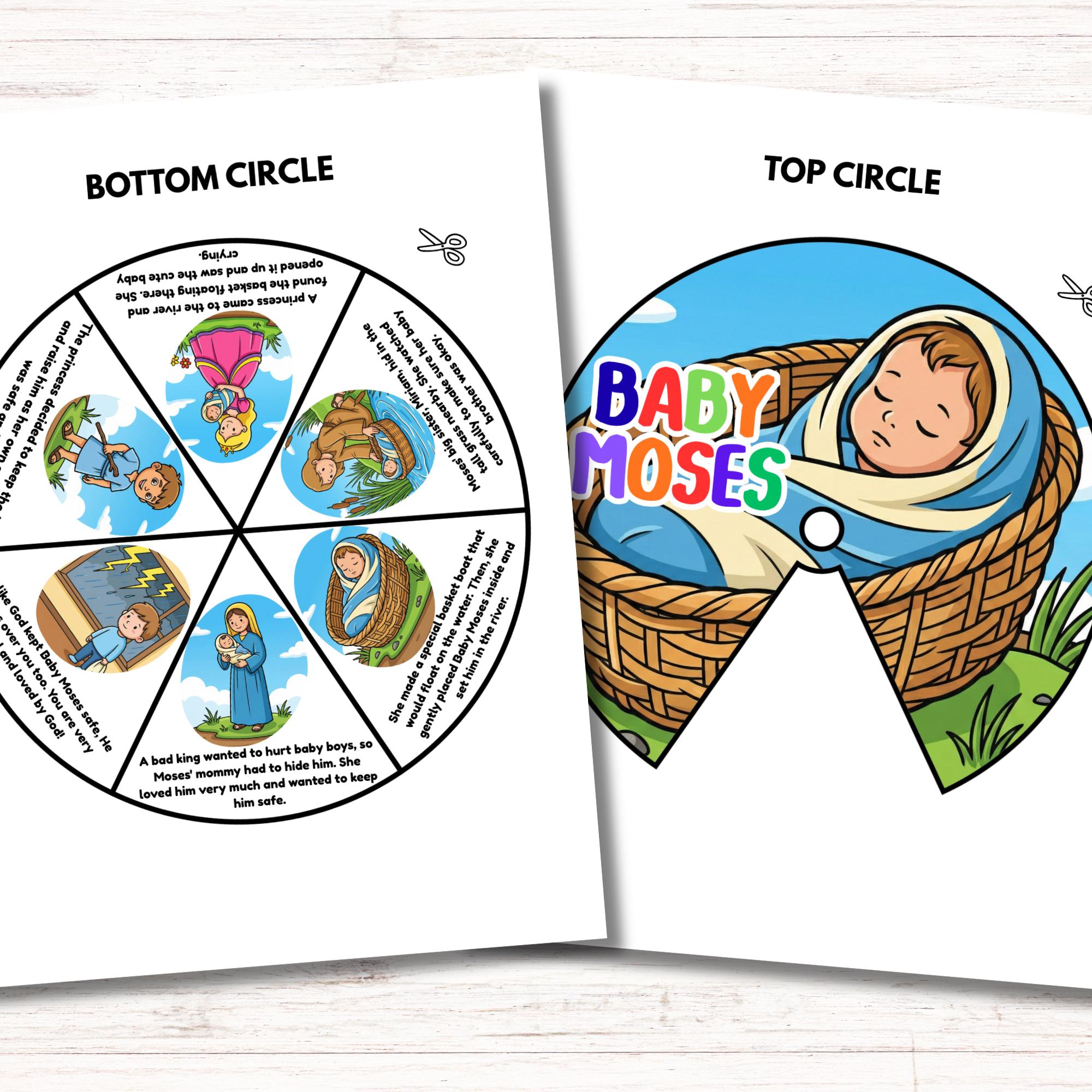 The Baby Moses Spinner Coloring Wheel, Bible Wheel Story Craft, Sunday ...