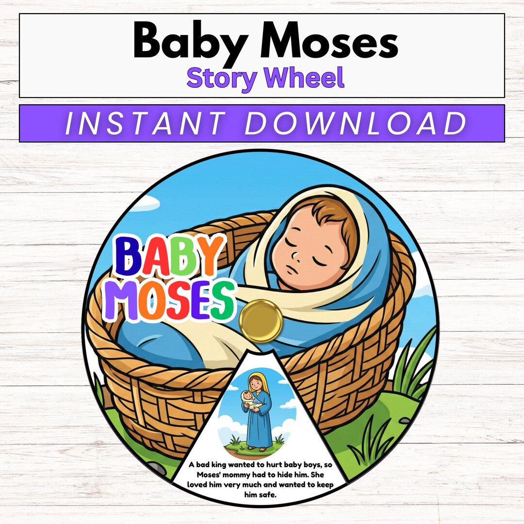 The Baby Moses Spinner Coloring Wheel, Bible Wheel Story Craft, Sunday ...