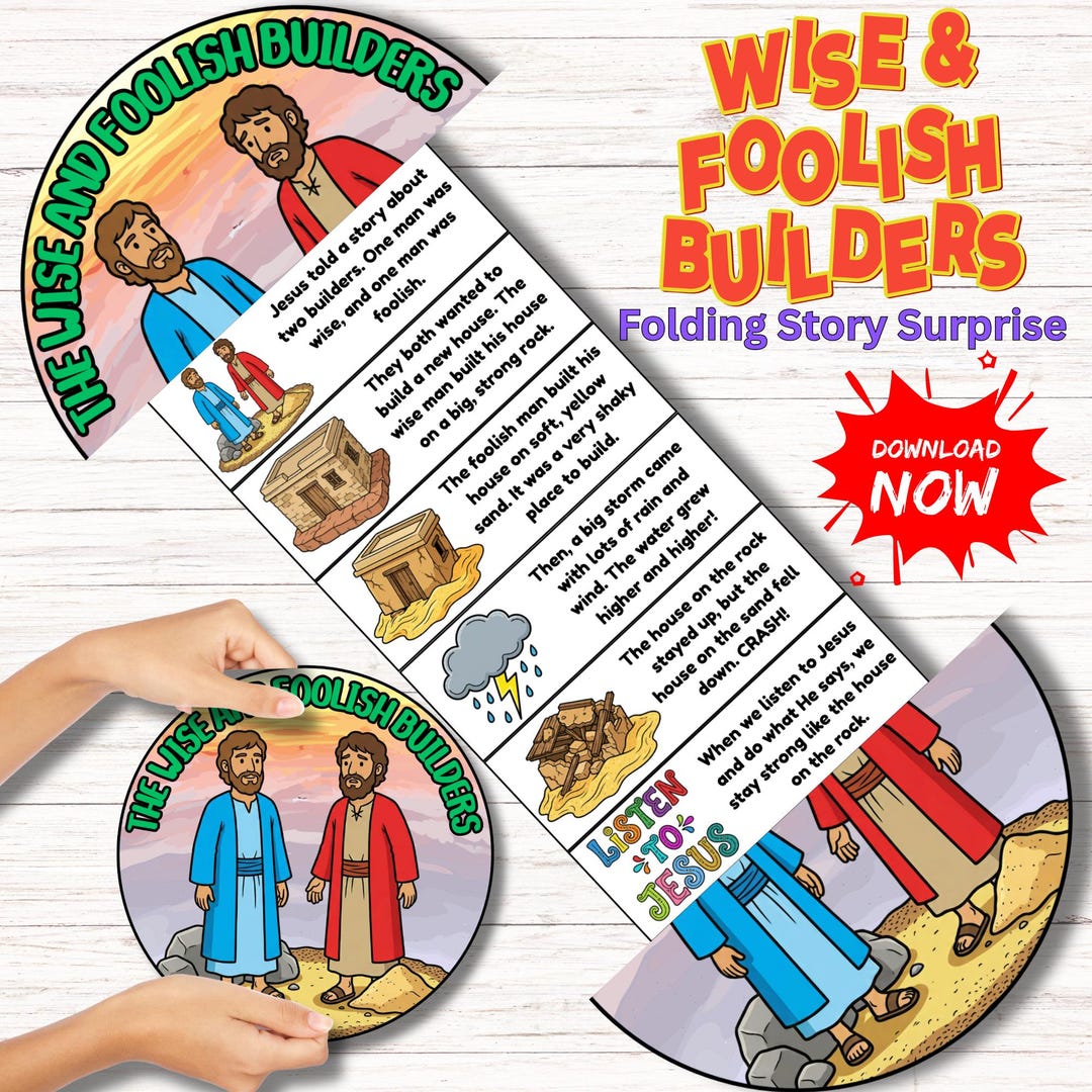 The Parable of the Wise and Foolish Builder Surprise Printable Mini ...