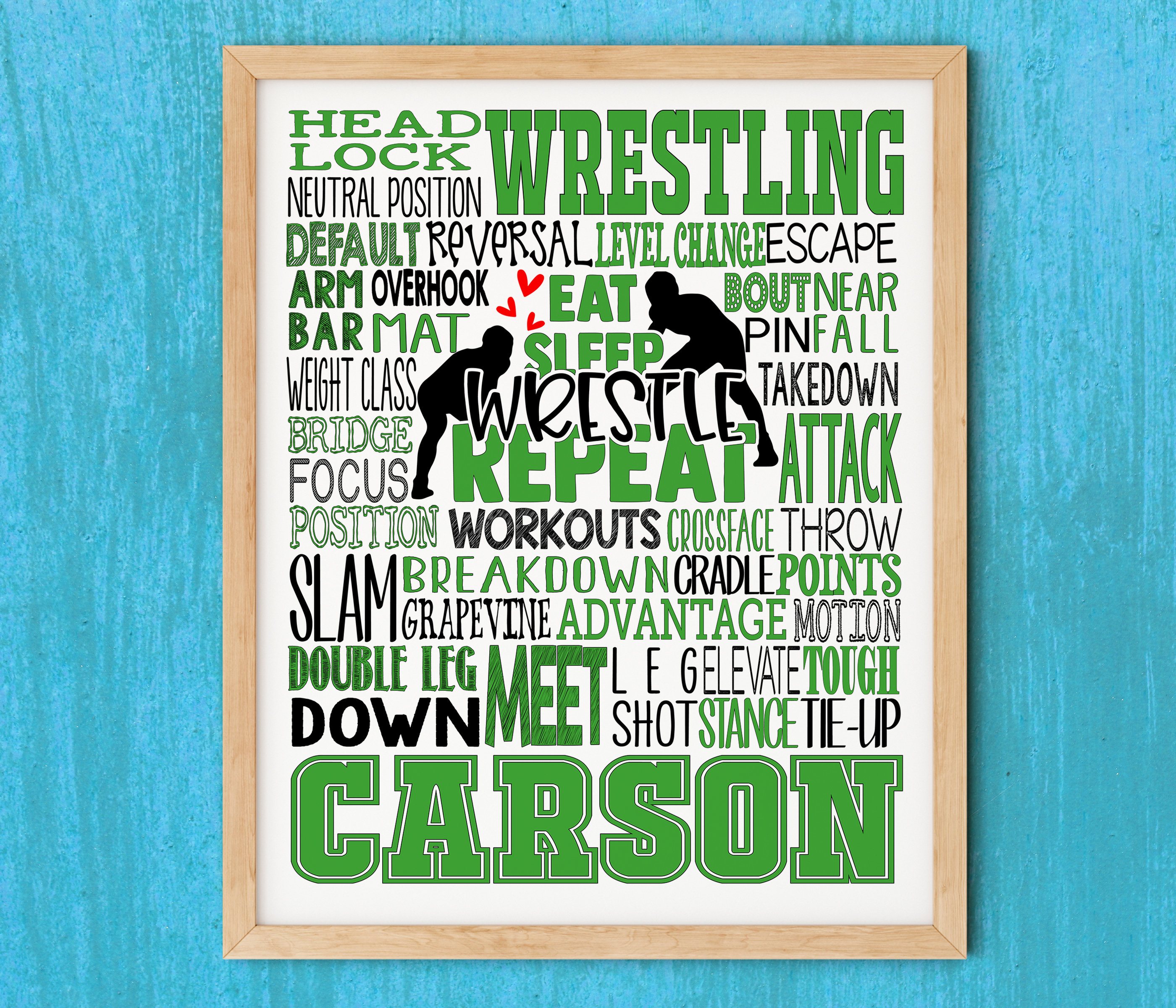Gift for Wrestler, Wrestling Typography, Personalised Wrestling Poster ...