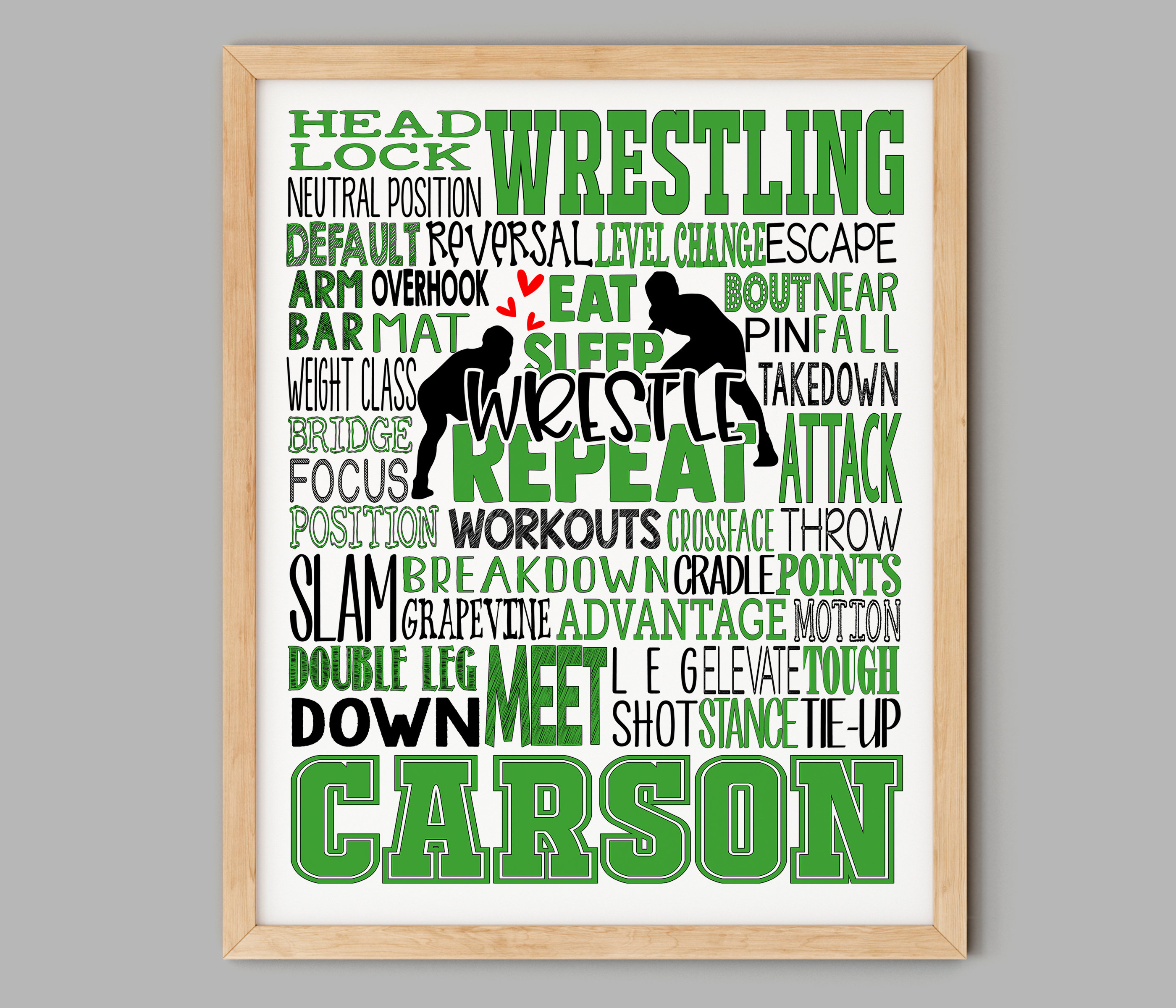 Gift for Wrestler, Wrestling Typography, Personalised Wrestling Poster ...
