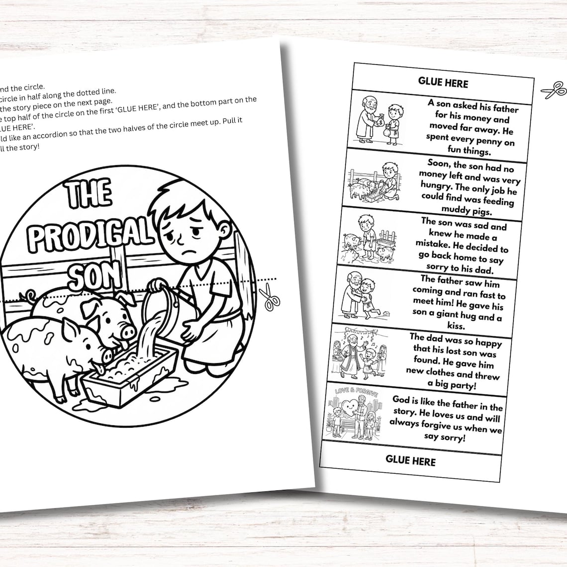 The Prodigal Son Folding Surprise Printable Mini Book, Bible Story ...
