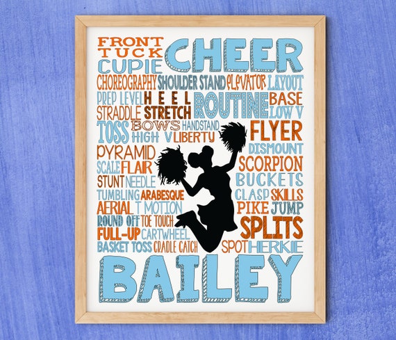Cheerleading Typography Poster Gift for Cheerleader Cheer | Etsy