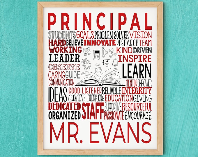 Gift for Principal, Personalized Principal Poster, Educator Gift ...