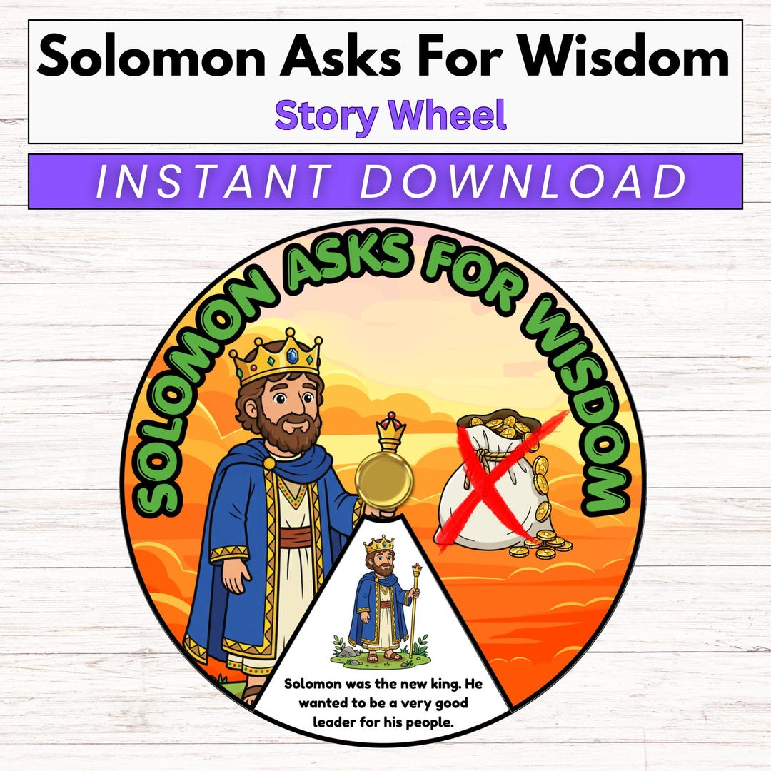 Solomon Asks for Wisdom Spinner Coloring Wheel, Bible Wheel Story Craft ...