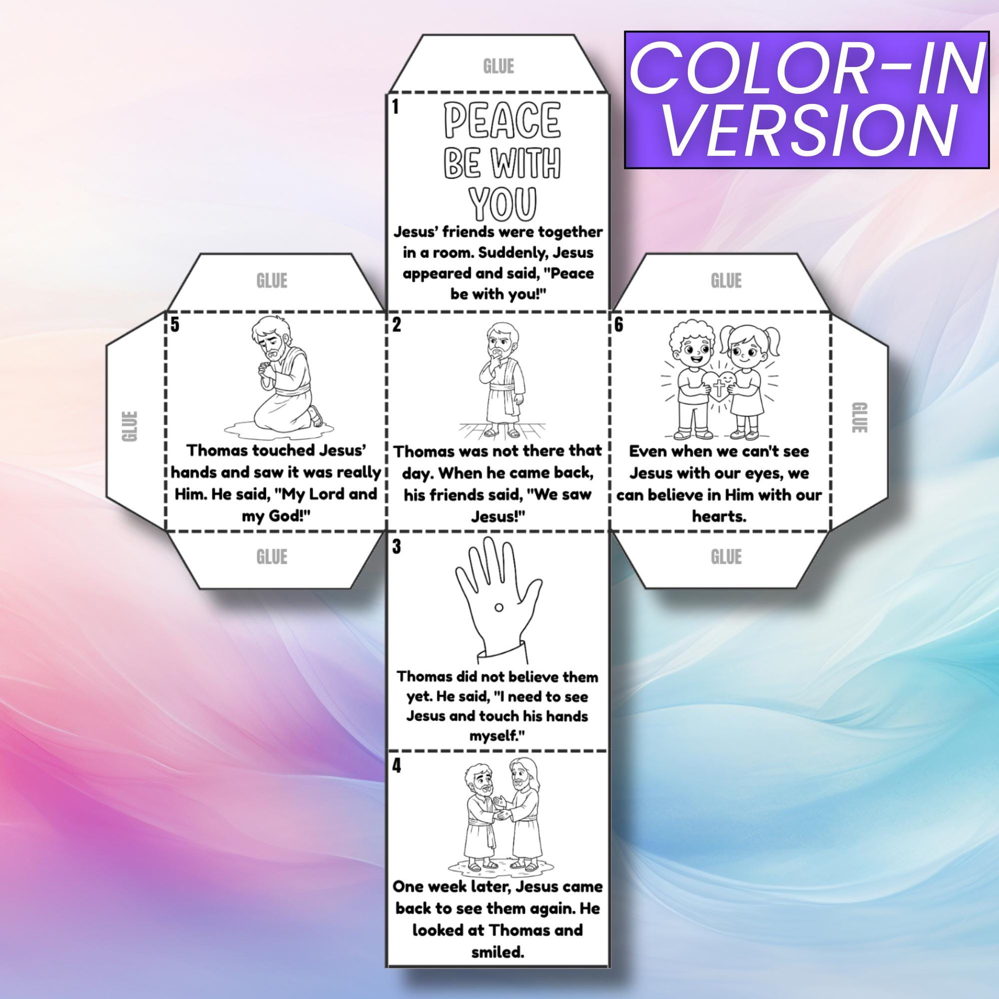 Easter Story Doubting Thomas Bible Coloring Cube Craft, Bible Cube ...