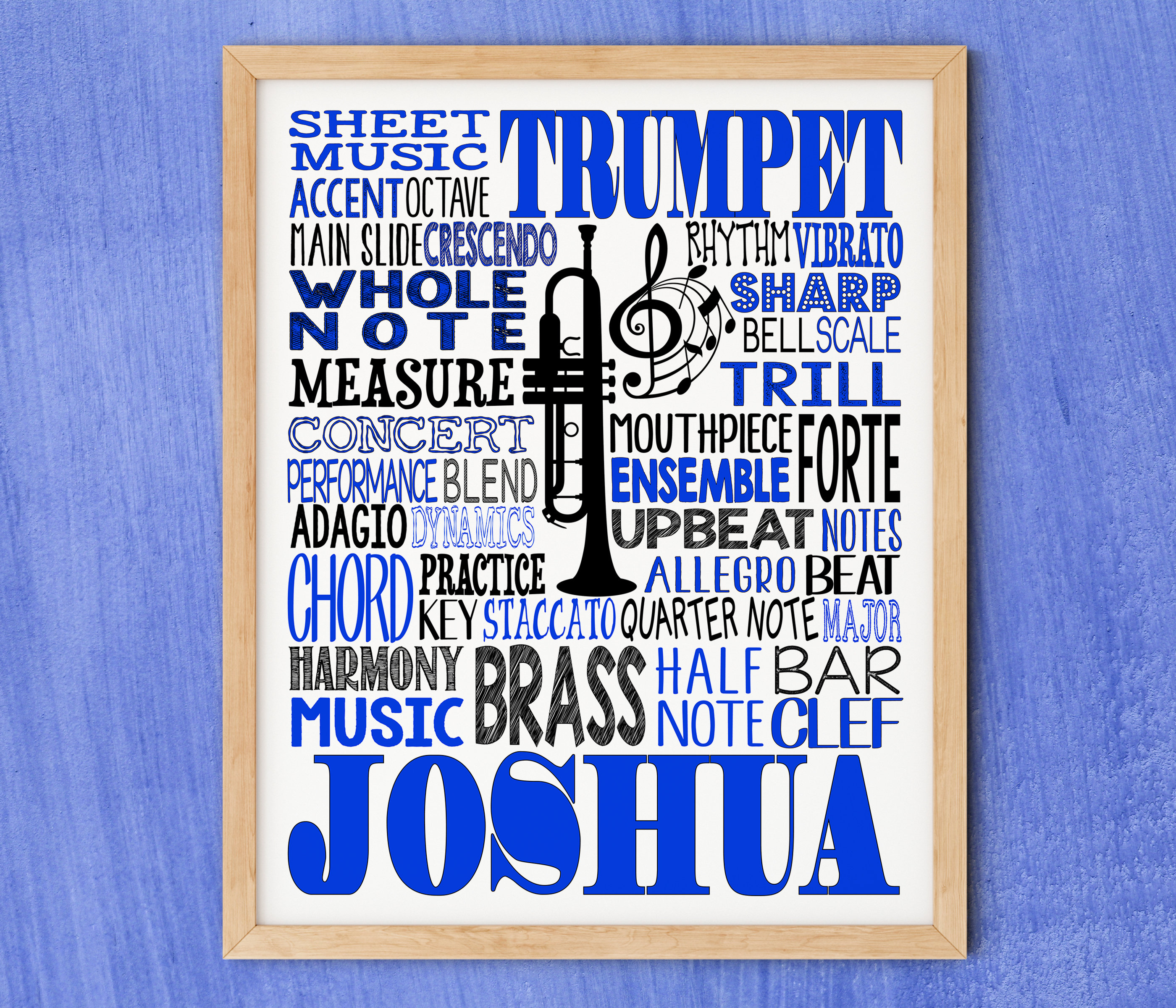 Trumpet Typography Poster, Gift for Trumpet Player, Band Teacher Gift ...