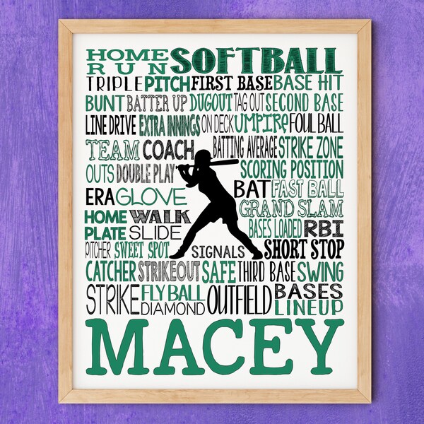 Softball Poster - Etsy