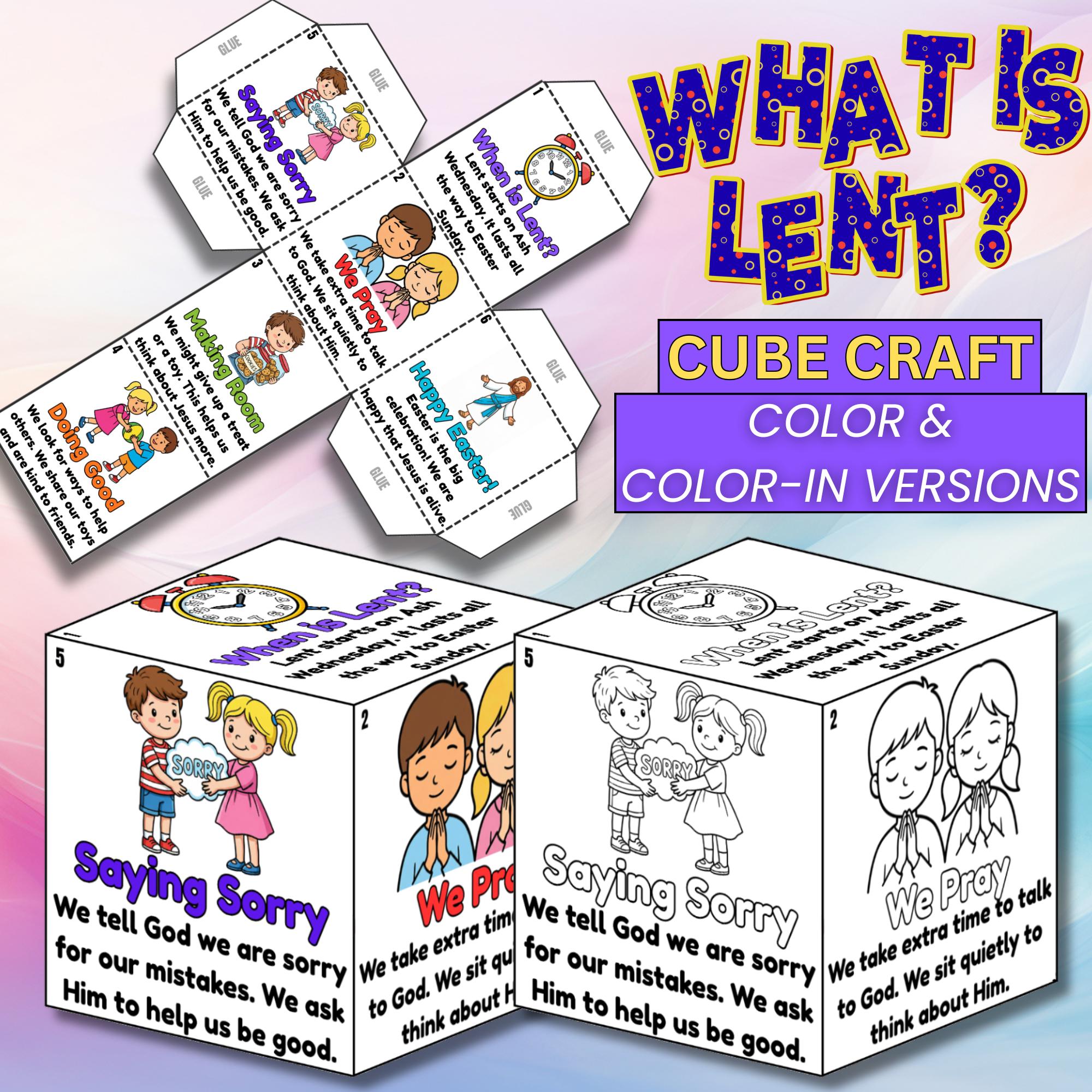 What is Lent Bible Coloring Cube Craft, Bible Cube Activity, Sunday ...