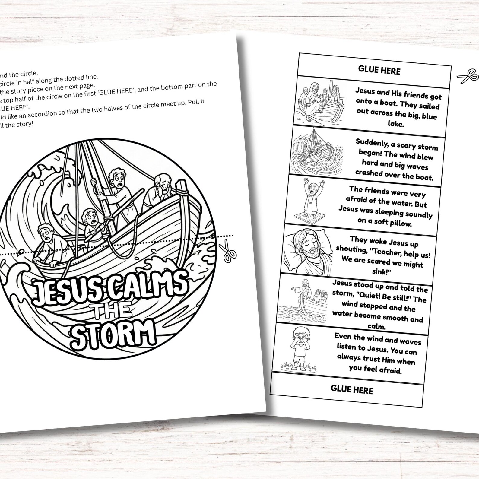 Jesus Calms the Storm, Folding Surprise Printable Mini Book, Bible ...