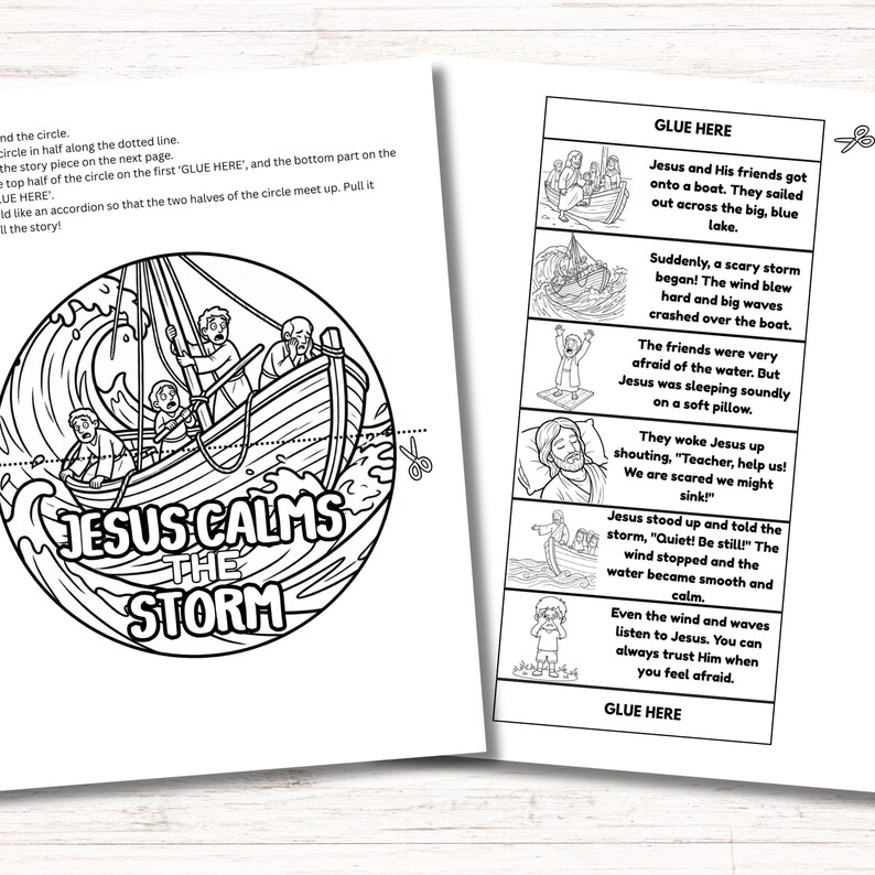 Jesus Calms the Storm, Folding Surprise Printable Mini Book, Bible ...