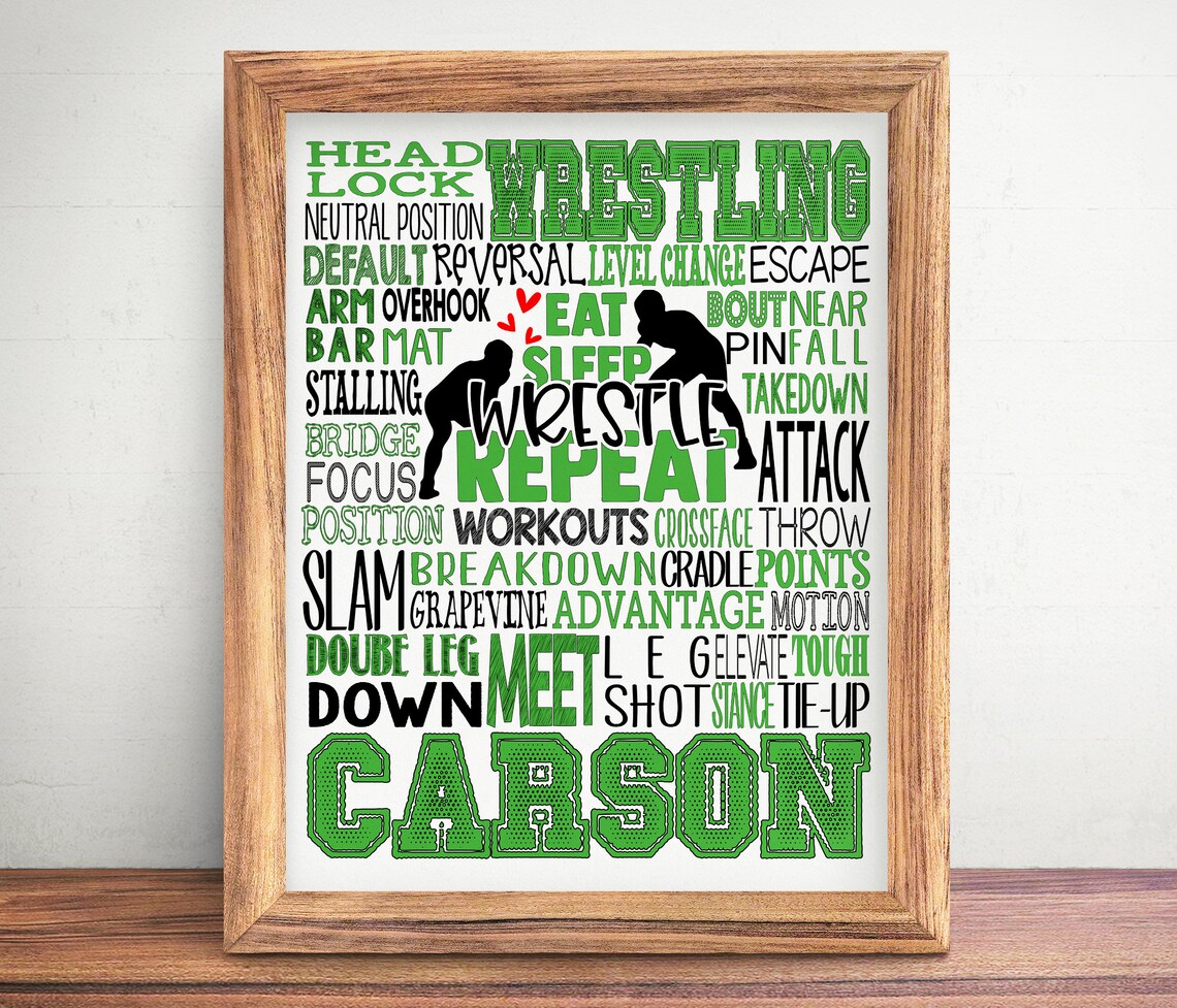 Gift for Wrestler Wrestling Typography Personalised | Etsy