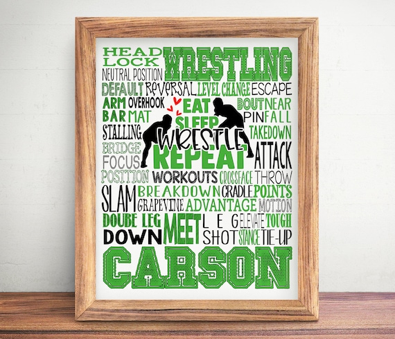 Gift for Wrestler Wrestling Typography Personalised | Etsy
