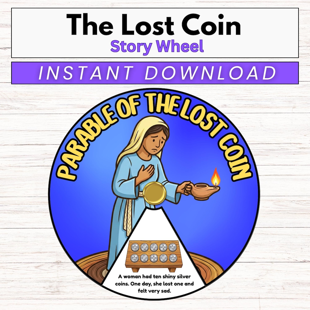 The Lost Coin Parable Spinner Coloring Wheel, Bible Wheel Story Craft ...