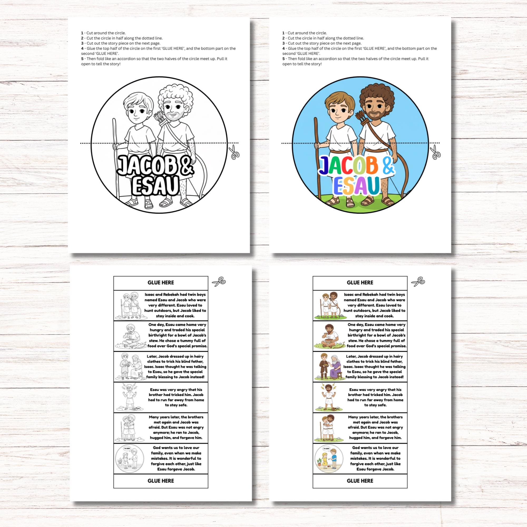 Jacob and Esau Folding Surprise Printable Mini Book, Bible Story Craft ...