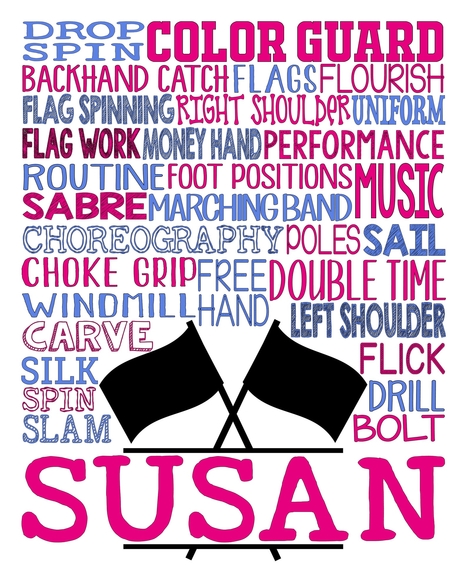 Personalized Color Guard Poster, Color Guard Typography Gift, Color ...