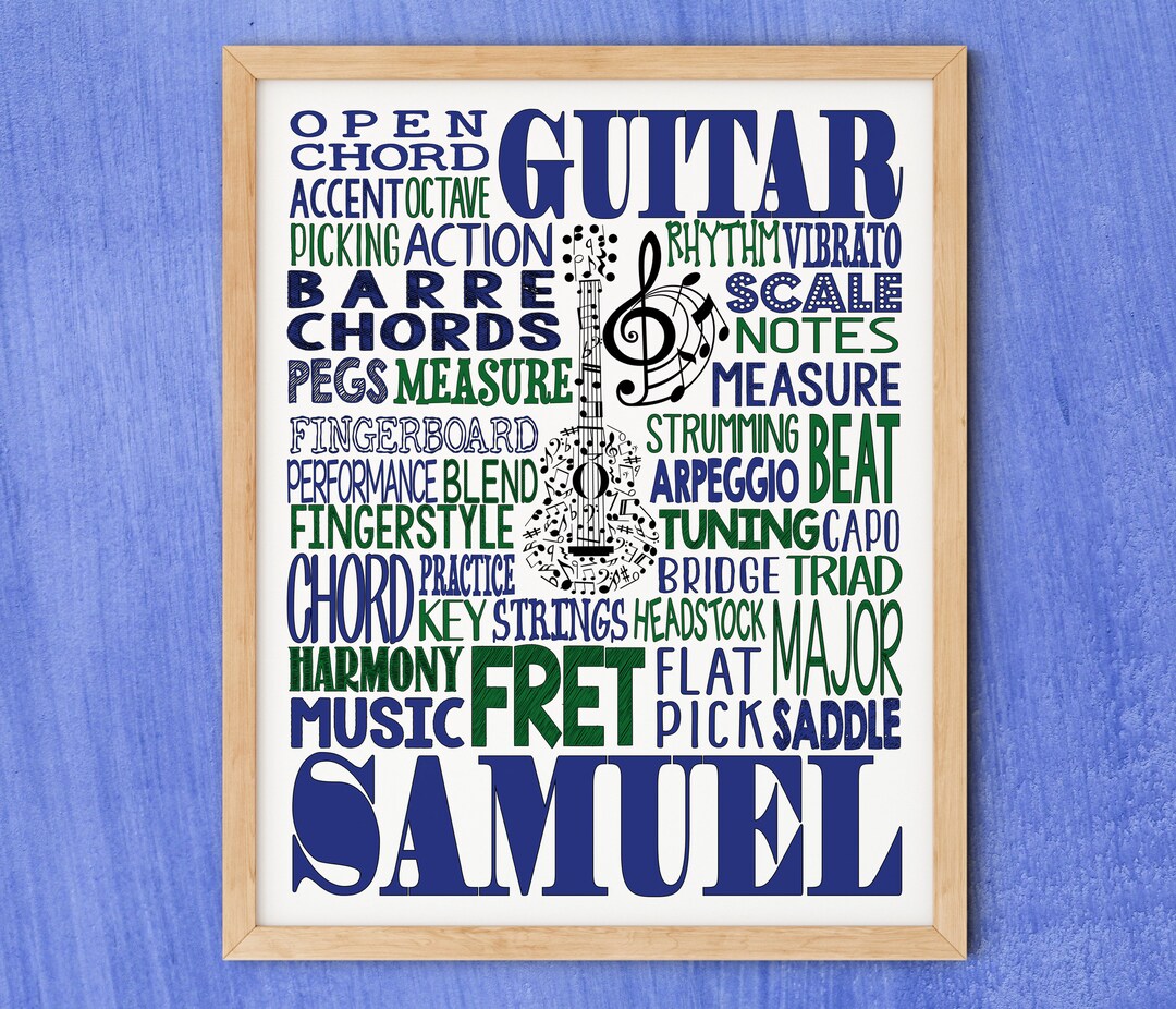 Personalized Guitar Poster Typography, Guitar Gift, Guitar Player Gift ...